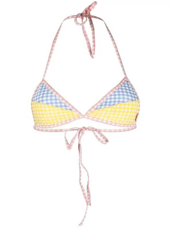 DIESEL® Check-print Bikini Top - Blue