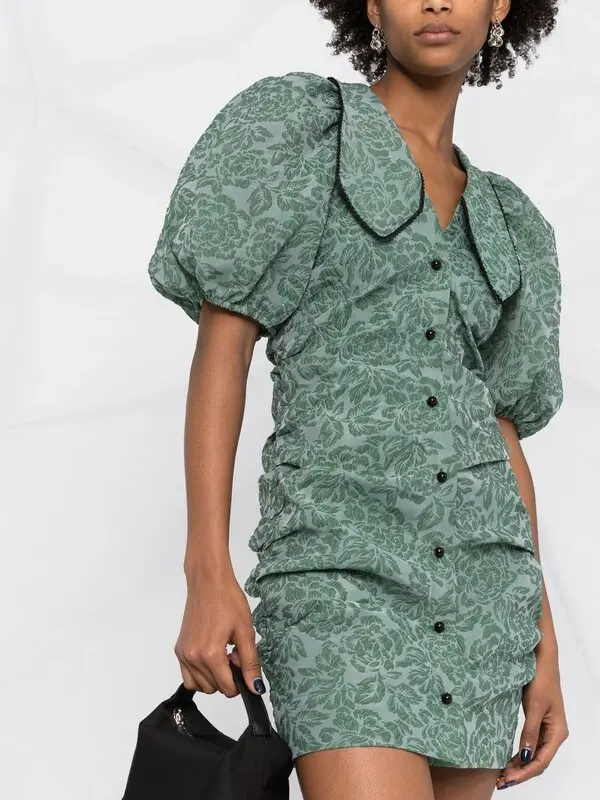 Floral-jacquard Minidress
