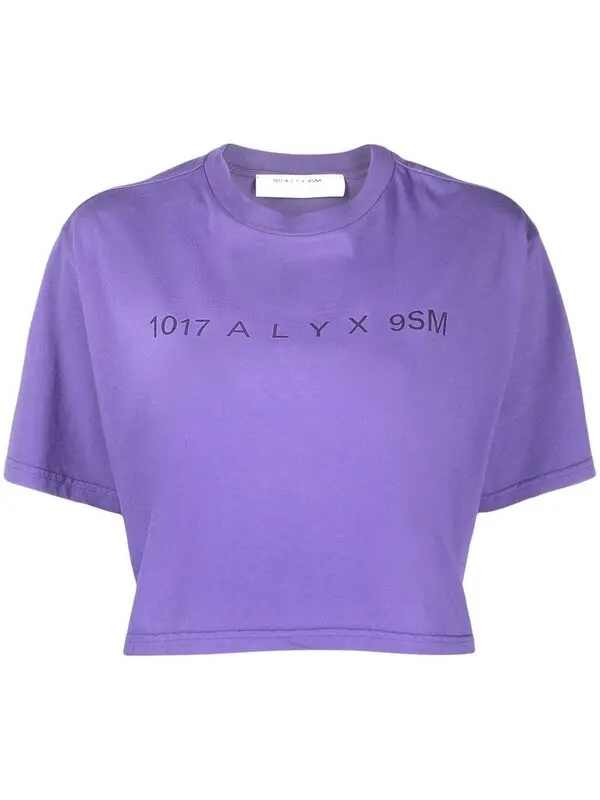 1017 Alyx 9sm Logo-print Cropped T-shirt - Purple