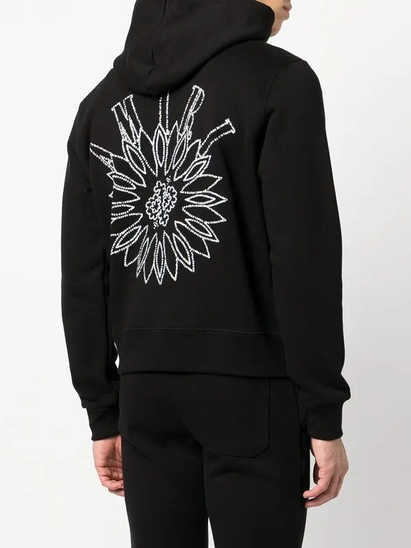 Amiri Rhinestone-Embellished Graphic-Logo Hoodie - Black