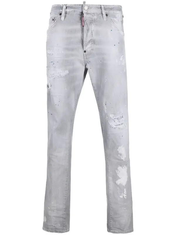 Dsquared2 Cotton Distressed Paint Splatter Jeans