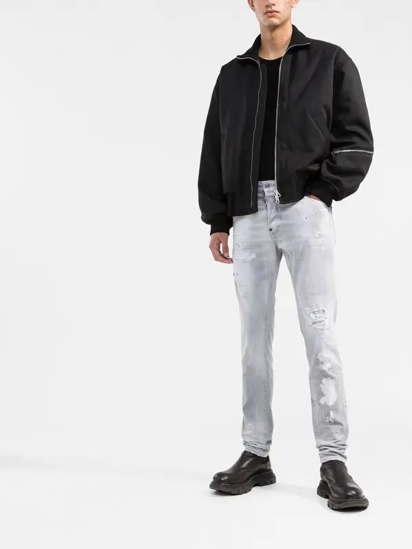 Dsquared2 Cotton Distressed Paint Splatter Jeans