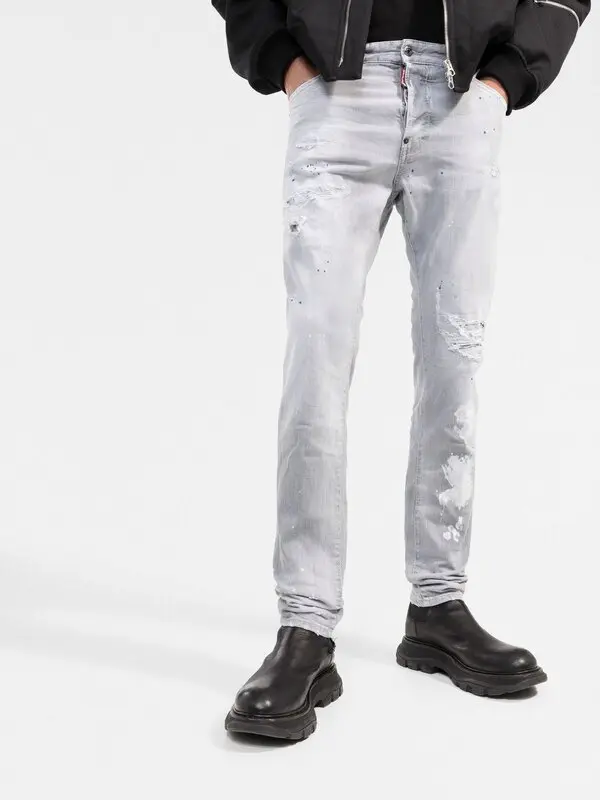 Dsquared2 Cotton Distressed Paint Splatter Jeans