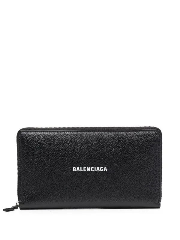 Balenciaga Logo-print Continental Wallet - Black