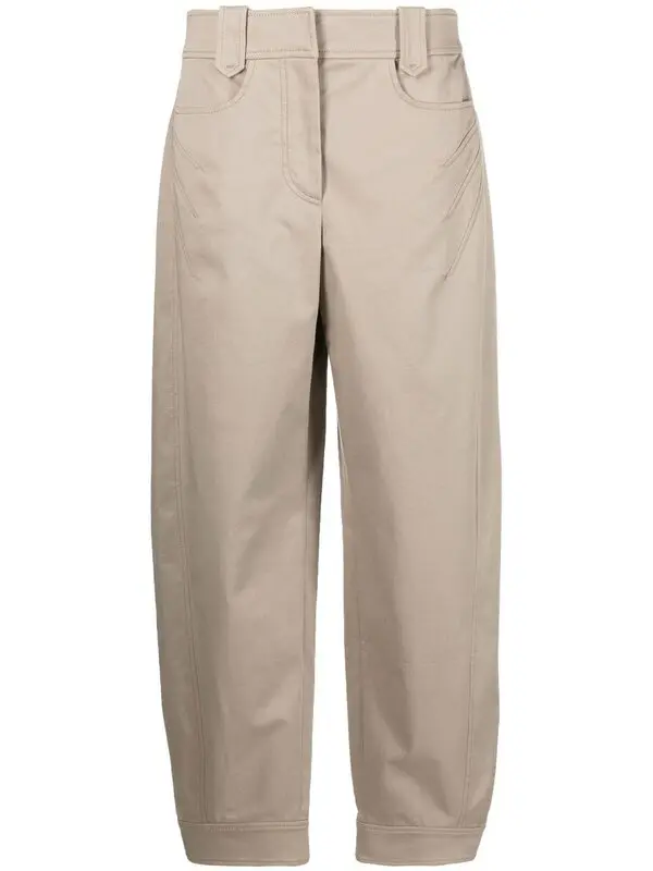 Alberta Ferretti High-waisted Cropped Trousers - Neutrals
