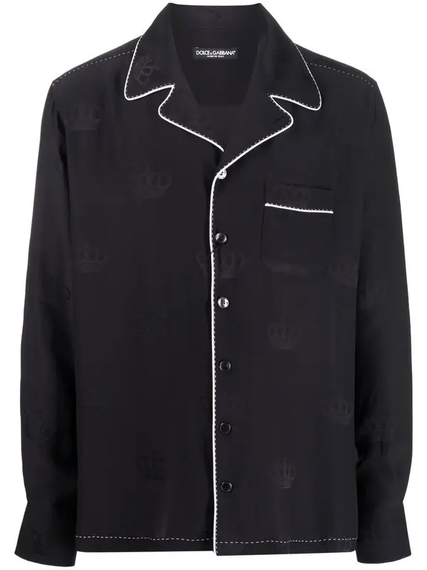 Dolce & Gabbana Contrast-stitch Silk Shirt - Black