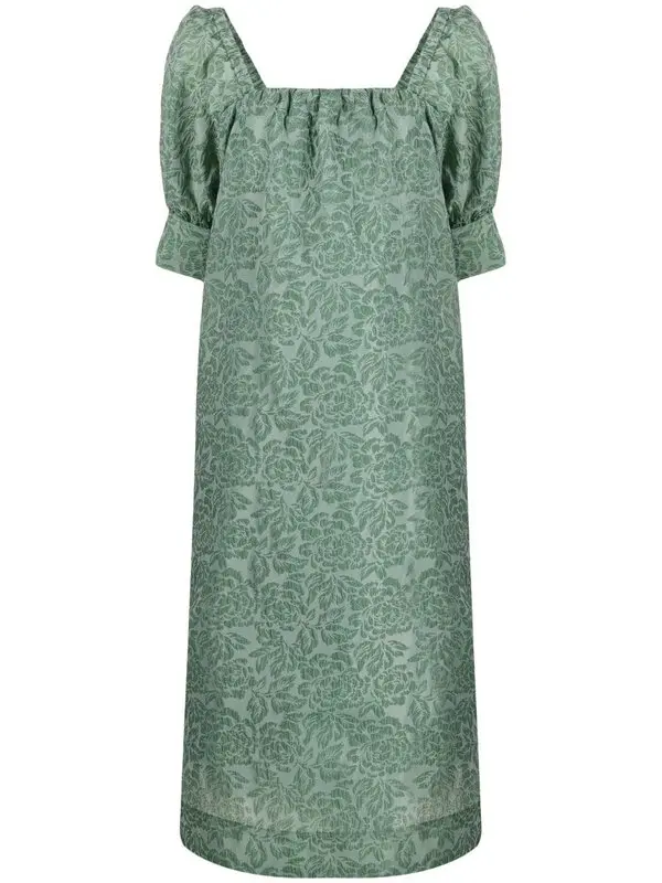GANNI Jacquard Floral Midi Dress