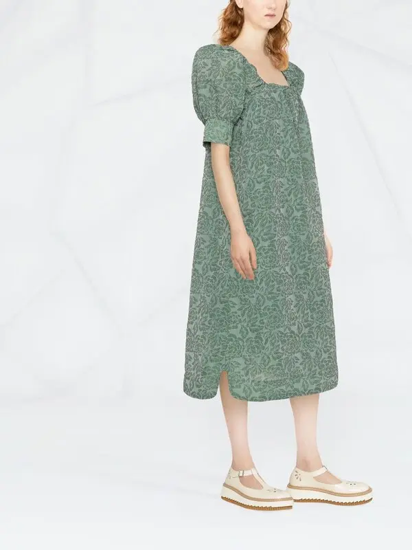 GANNI Jacquard Floral Midi Dress