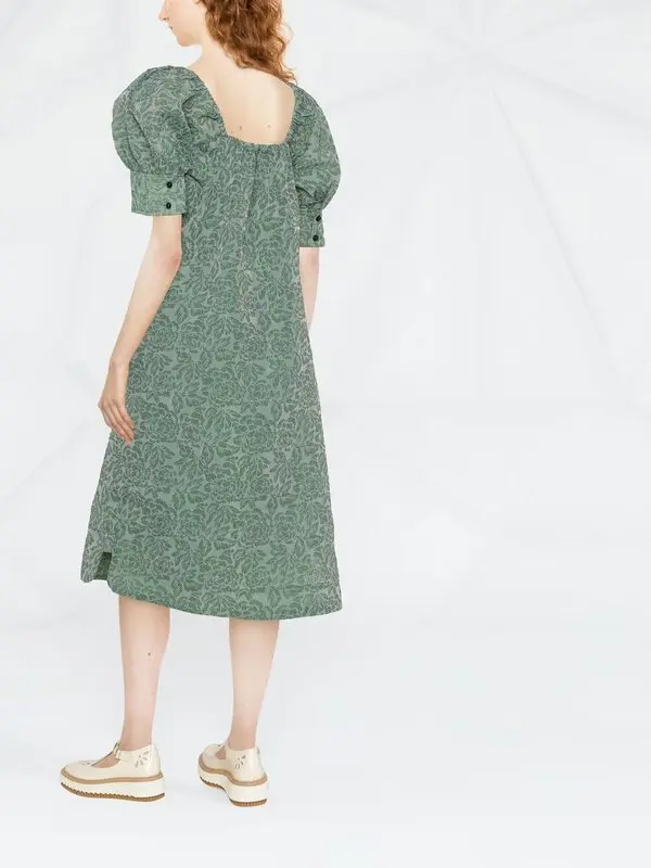 GANNI Jacquard Floral Midi Dress
