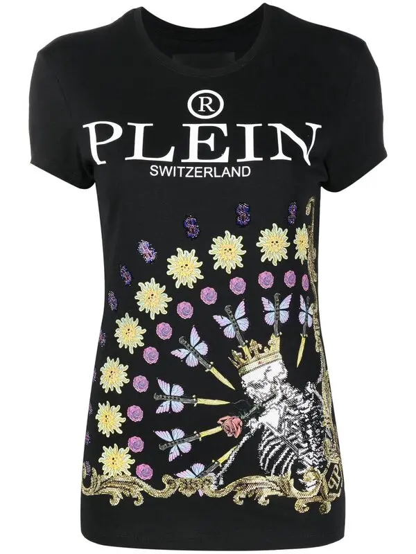 Philipp Plein Skeleton Print T-shirt - Black
