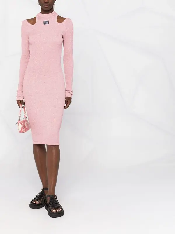 Versace Cut-out Knitted Dress - Pink