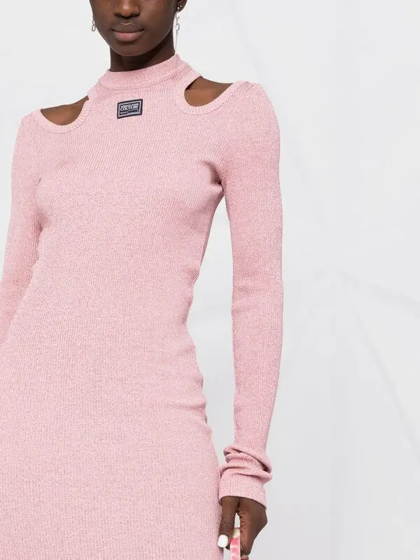 Versace Cut-out Knitted Dress - Pink