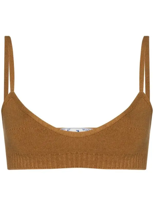 Off-White Fine-knit Strappy Bralette - Brown