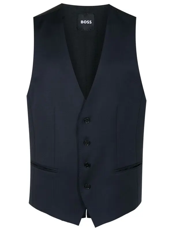 BOSS Button-down Tailored Waistcoat - Black