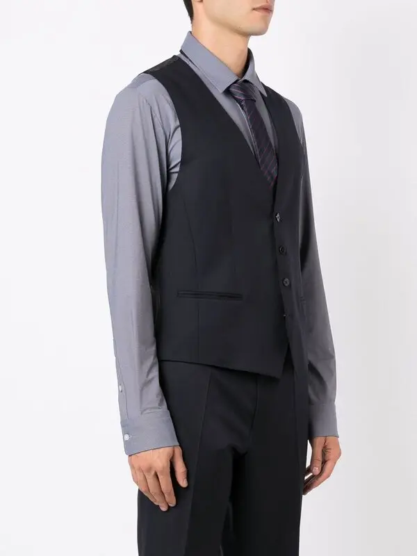 BOSS Button-down Tailored Waistcoat - Black