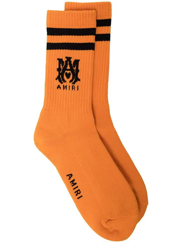 Amiri Logo Embroidered Ankle Socks - Orange