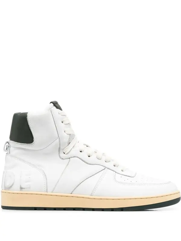 Rhude High-top Leather Sneakers - White