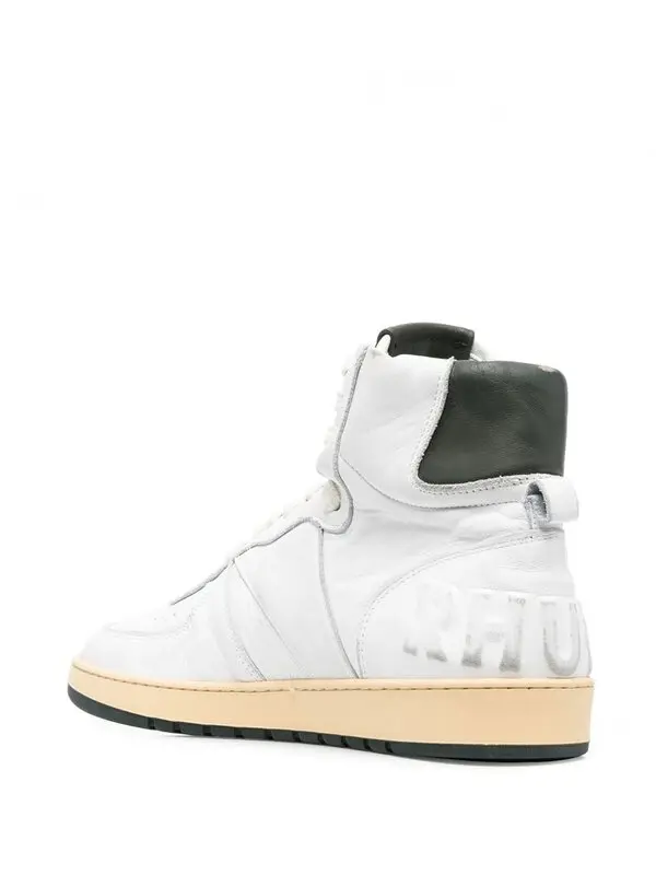 Rhude High-top Leather Sneakers - White