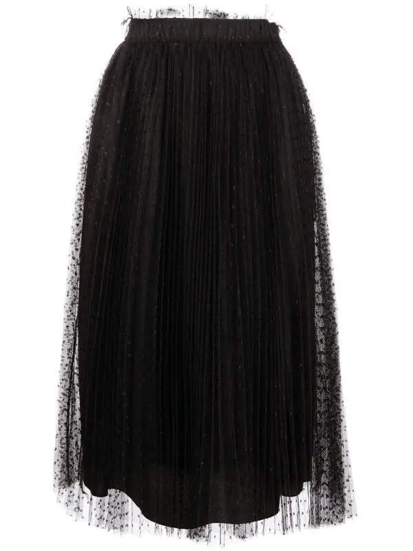 Red Valentino Pleated Point D’esprit Tulle Skirt - Black