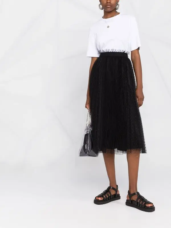Red Valentino Pleated Point D’esprit Tulle Skirt