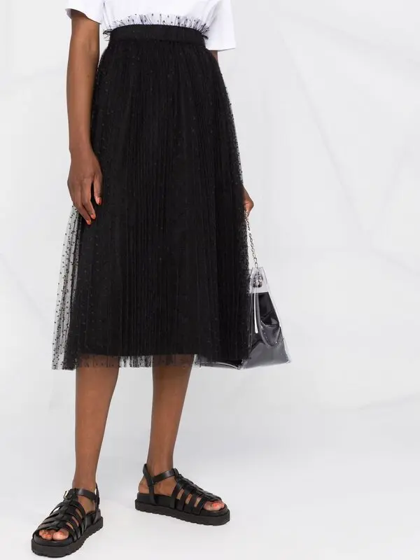 Red Valentino Pleated Point D’esprit Tulle Skirt