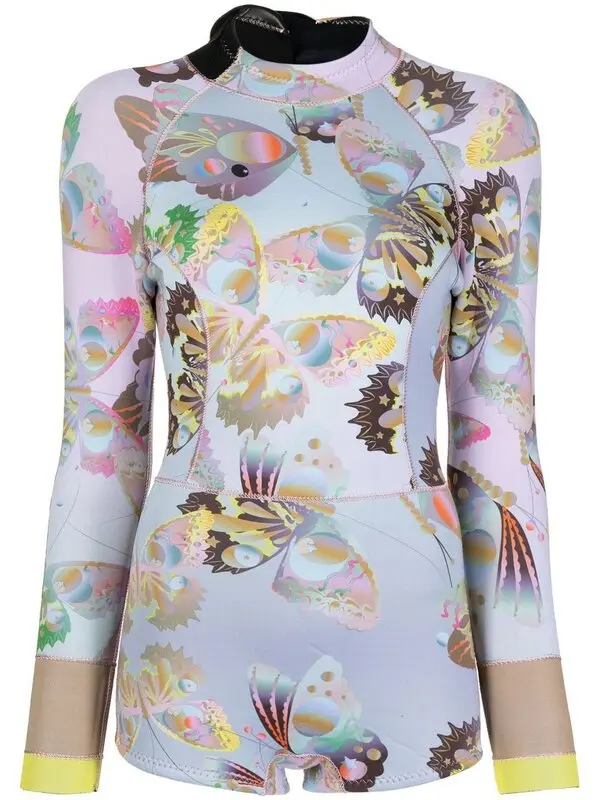 Cynthia Rowley Sunset Butterfly Long-sleeve Wetsuit - Purple
