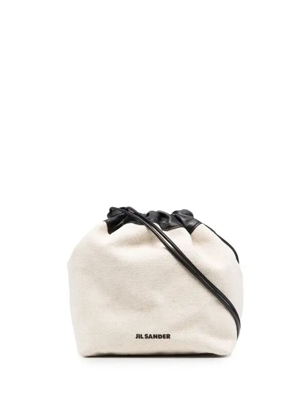 JIL SANDER Leather-trim Drawstring Crossbody Bag - Black
