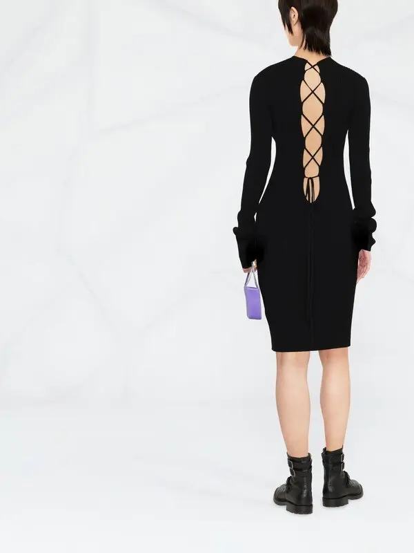 Philipp Plein Lace-up Detailed Midi Dress - Black