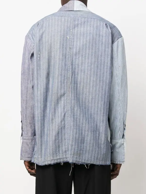 GREG LAUREN Striped Patchwork Cotton Shirt