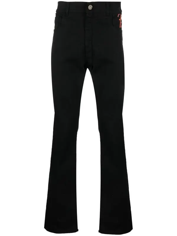 BILLIONAIRE Embroidered Logo Slim-fit Jeans - Black