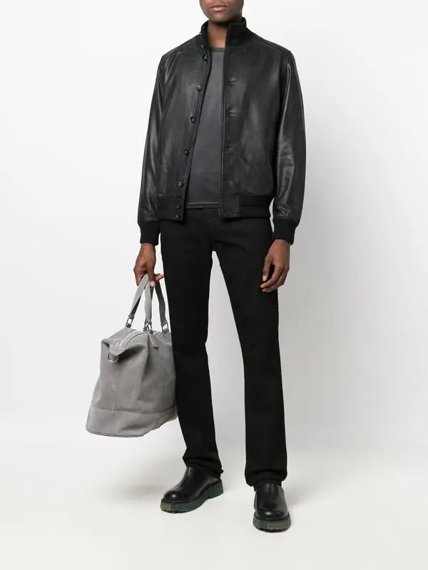 BILLIONAIRE Embroidered Logo Slim-fit Jeans - Black