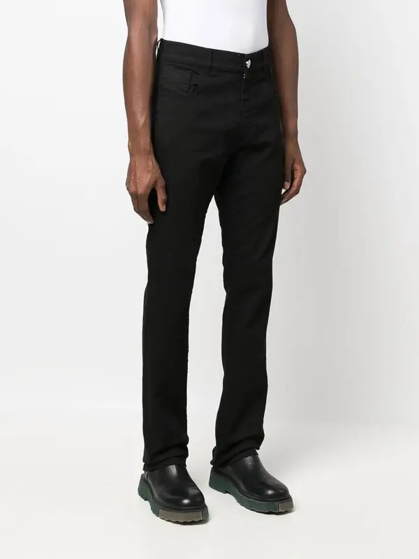 BILLIONAIRE Embroidered Logo Slim-fit Jeans - Black