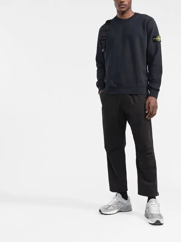 Stone Island Compass-patch Cotton Sweatshirt - Blue