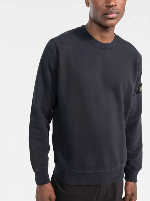 Stone Island Compass-patch Cotton Sweatshirt - Blue