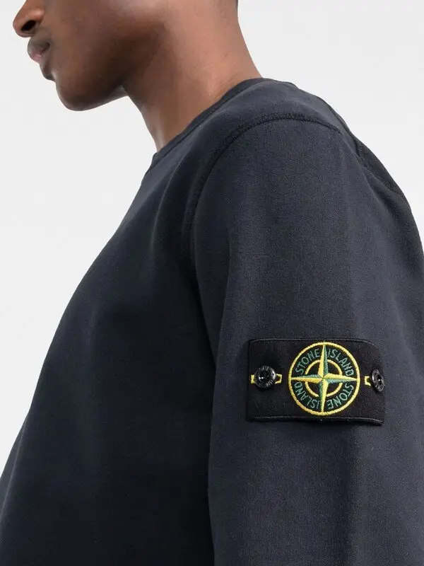 Stone Island Compass-patch Cotton Sweatshirt - Blue