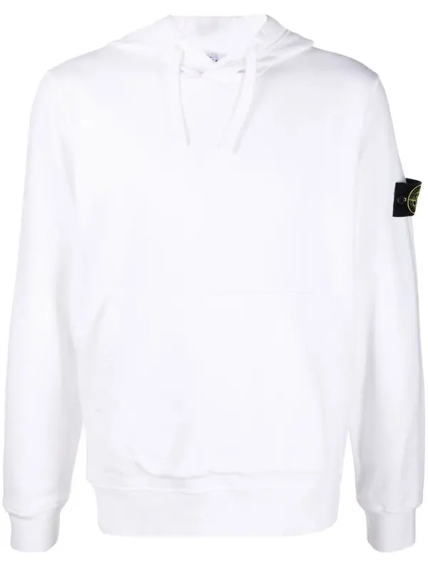 Stone Island Compass-patch Cotton Hoodie - White