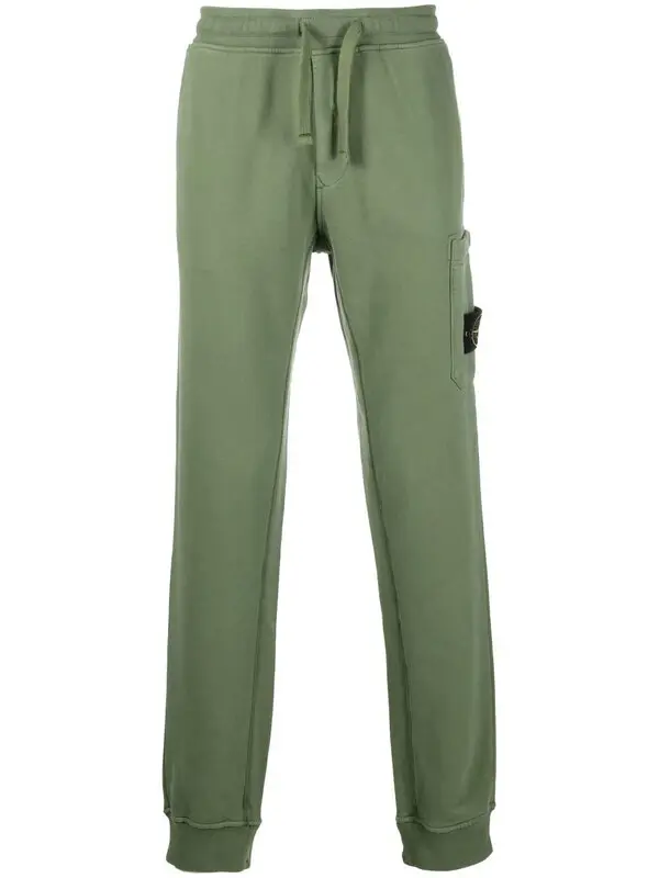 Stone Island Tapered Fleece Track Trousers - Green