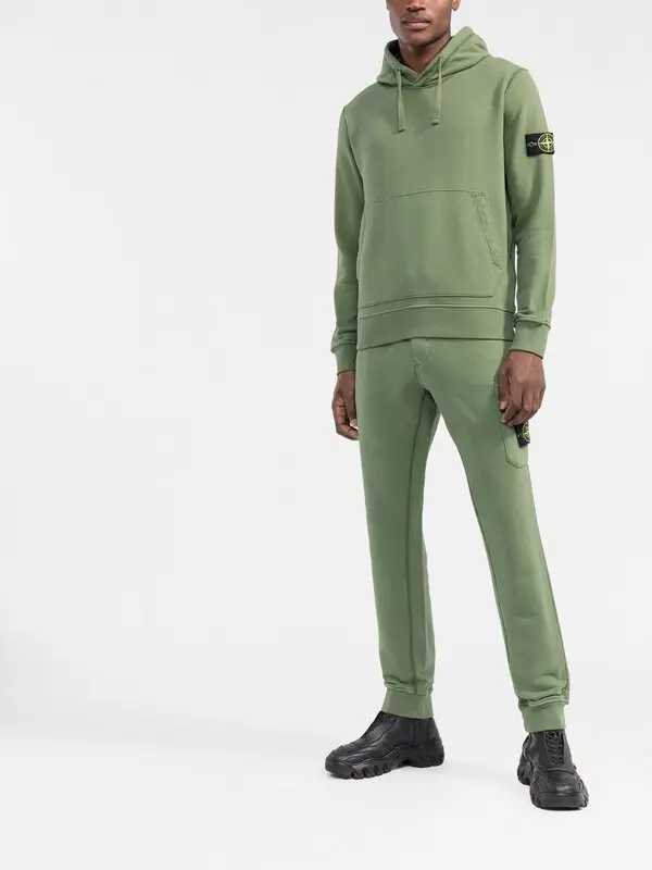Stone Island Tapered Fleece Track Trousers - Green