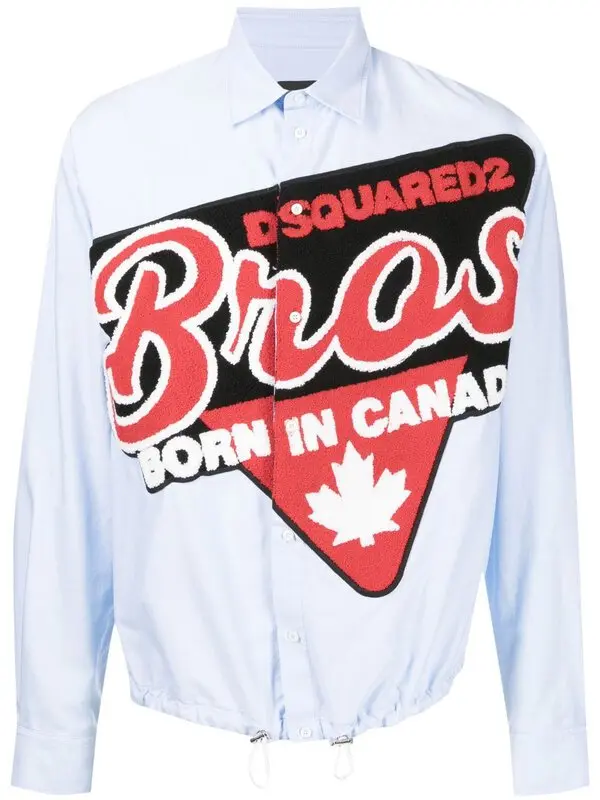 Dsquared2 Logo-patch Long-sleeve Shirt - Blue