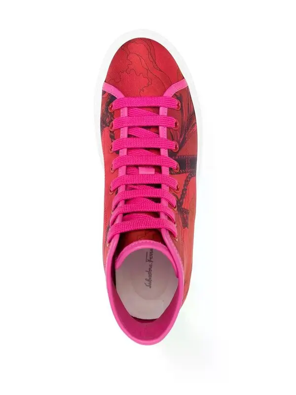 FERRAGAMO Print Detail Lace-up Sneakers