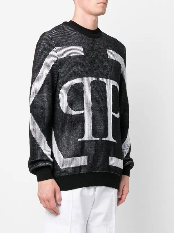 Philipp Plein Logo Intarsia Merino Wool Jumper