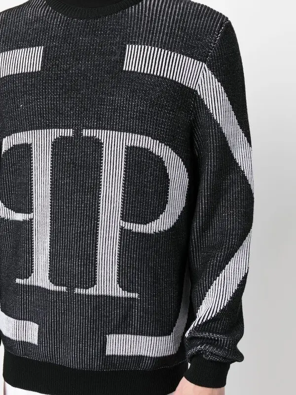 Philipp Plein Logo Intarsia Merino Wool Jumper