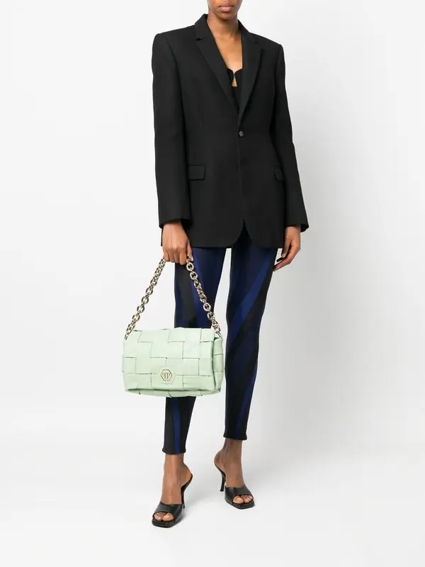 Philipp Plein Intertwined Leather Shoulder Bag - Green