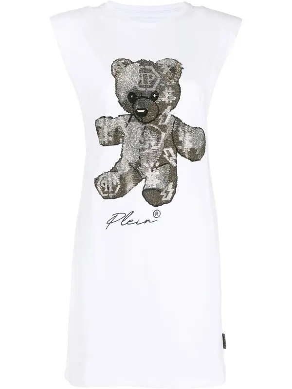 Philipp Plein Crystal-embellished T-shirt Dress - White