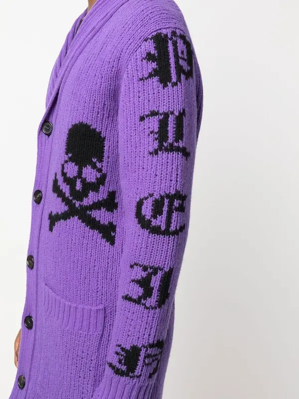 Philipp Plein Intarsia-knit Logo Cardigan