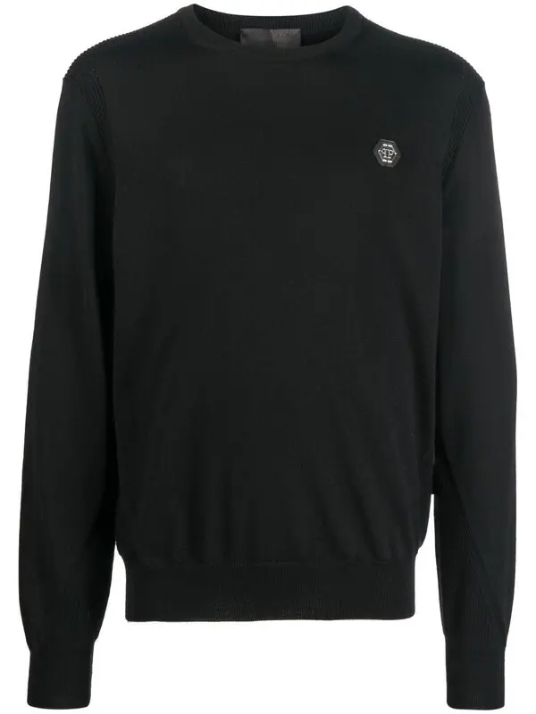 Philipp Plein Logo Patch Merino Wool Jumper