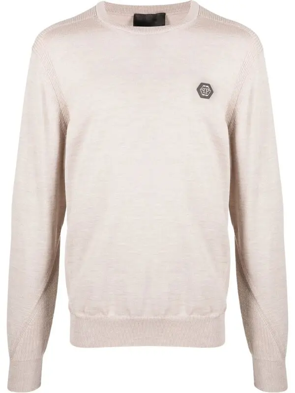 Philipp Plein Logo Patch Merino Wool Jumper