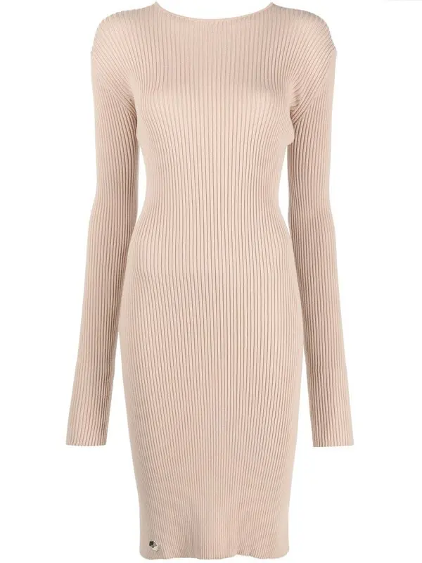 Philipp Plein Lace-up Detailed Midi Dress - Neutrals
