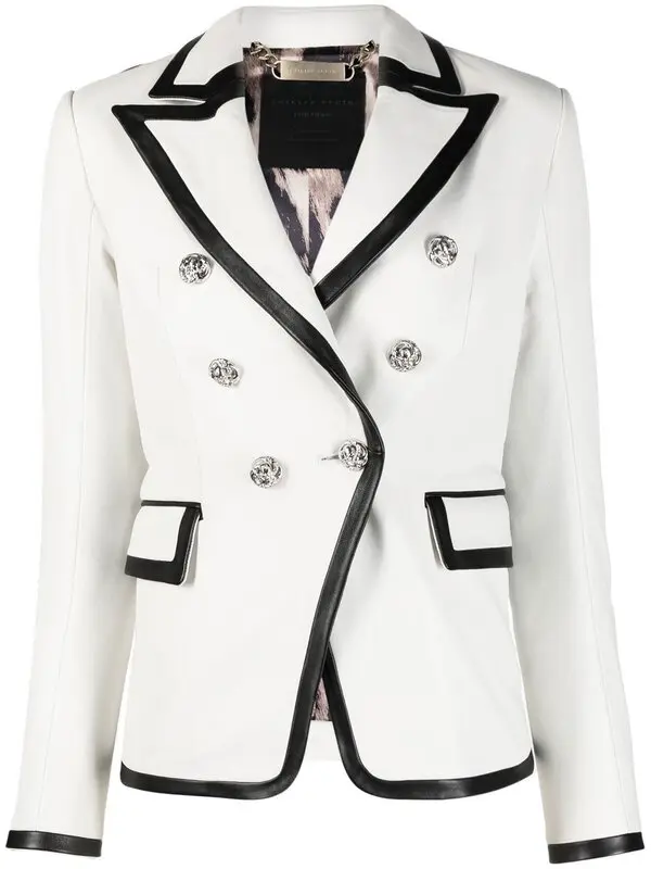 Philipp Plein Two-tone Leather Blazer - White