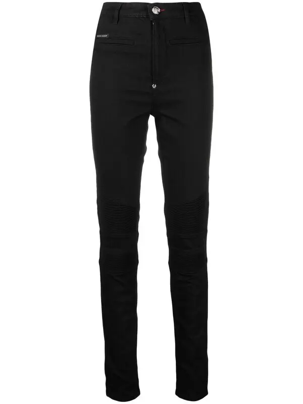 Philipp Plein High-waisted Biker Jeans - Black